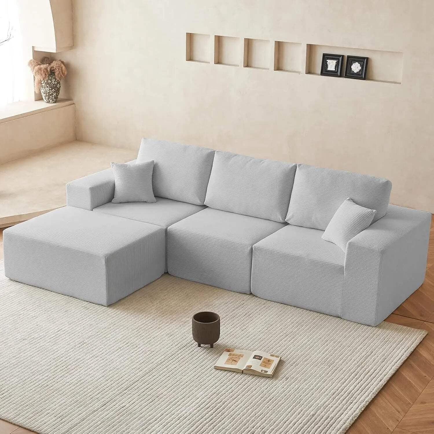 108" Cloud Sectional Couch, Modular Sectional Sofa with L-Shaped Chaise ...