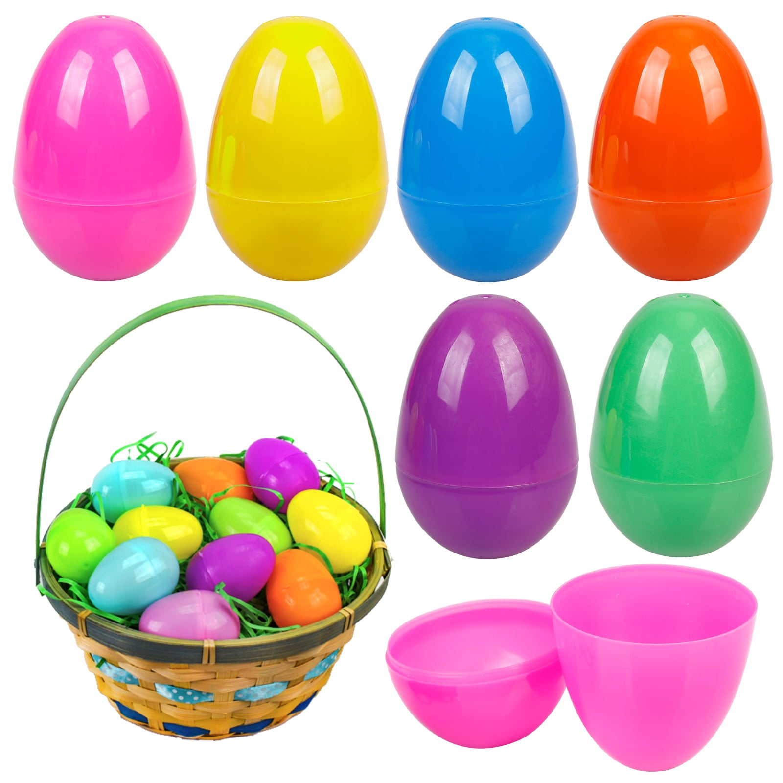 108 Fillable Easter Colorful Egg Shells, 2.4 x 1.6 Inch, 6 colors ...