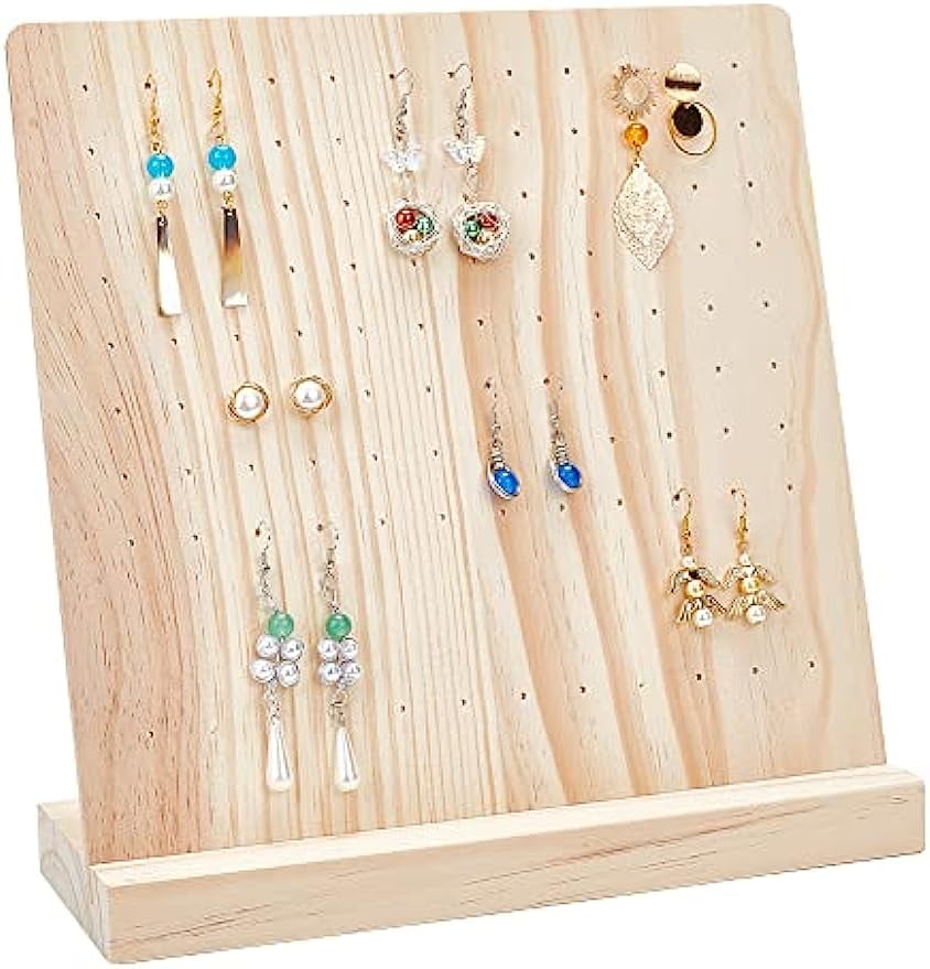 108 Holes Wood Earring Display Board Earring Jewelry Organizer Stand ...