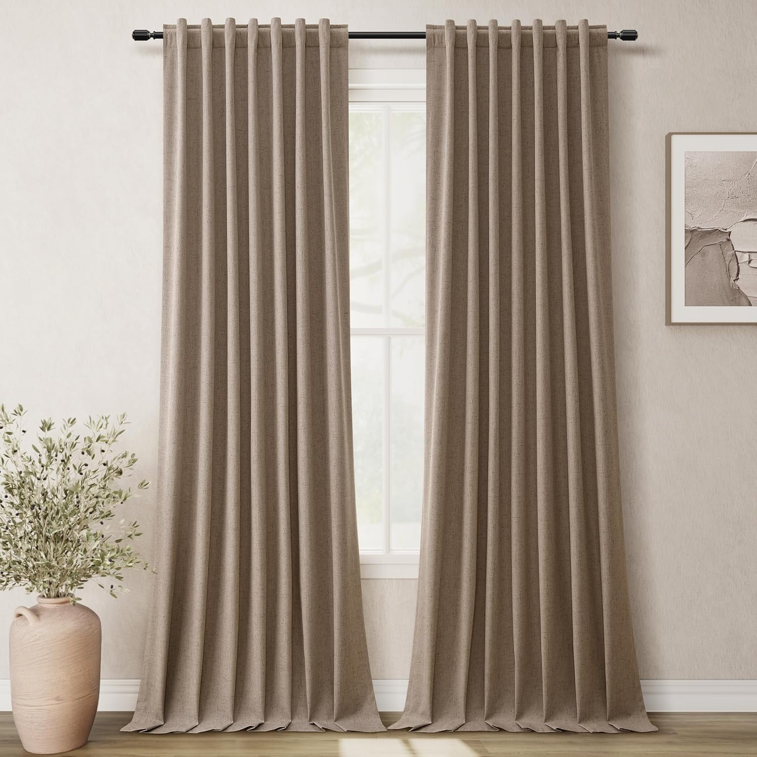 108 Inch Black Out Curtains 2 Panels Set Back Tab Thermal Insulated ...