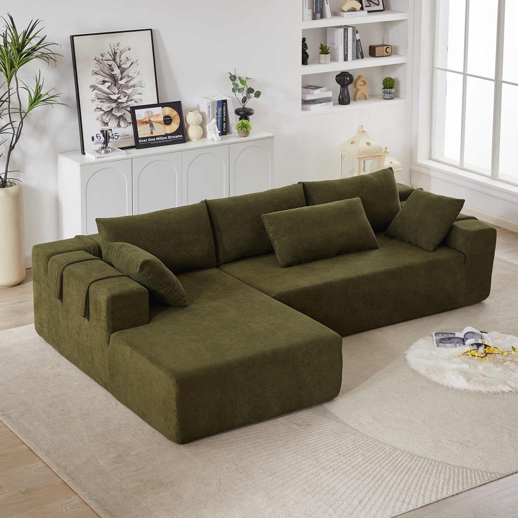 108-Inch Modular Sectional Sofa with 30-Inch Deep Seat, Convertible L ...