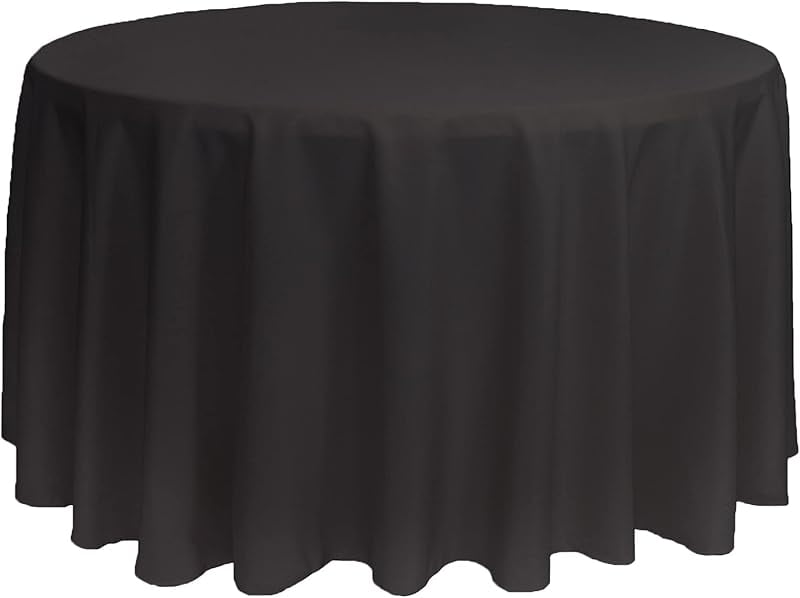 108 Inch Round Premium Polyester Tablecloth - Black, Linen Table Cloth ...