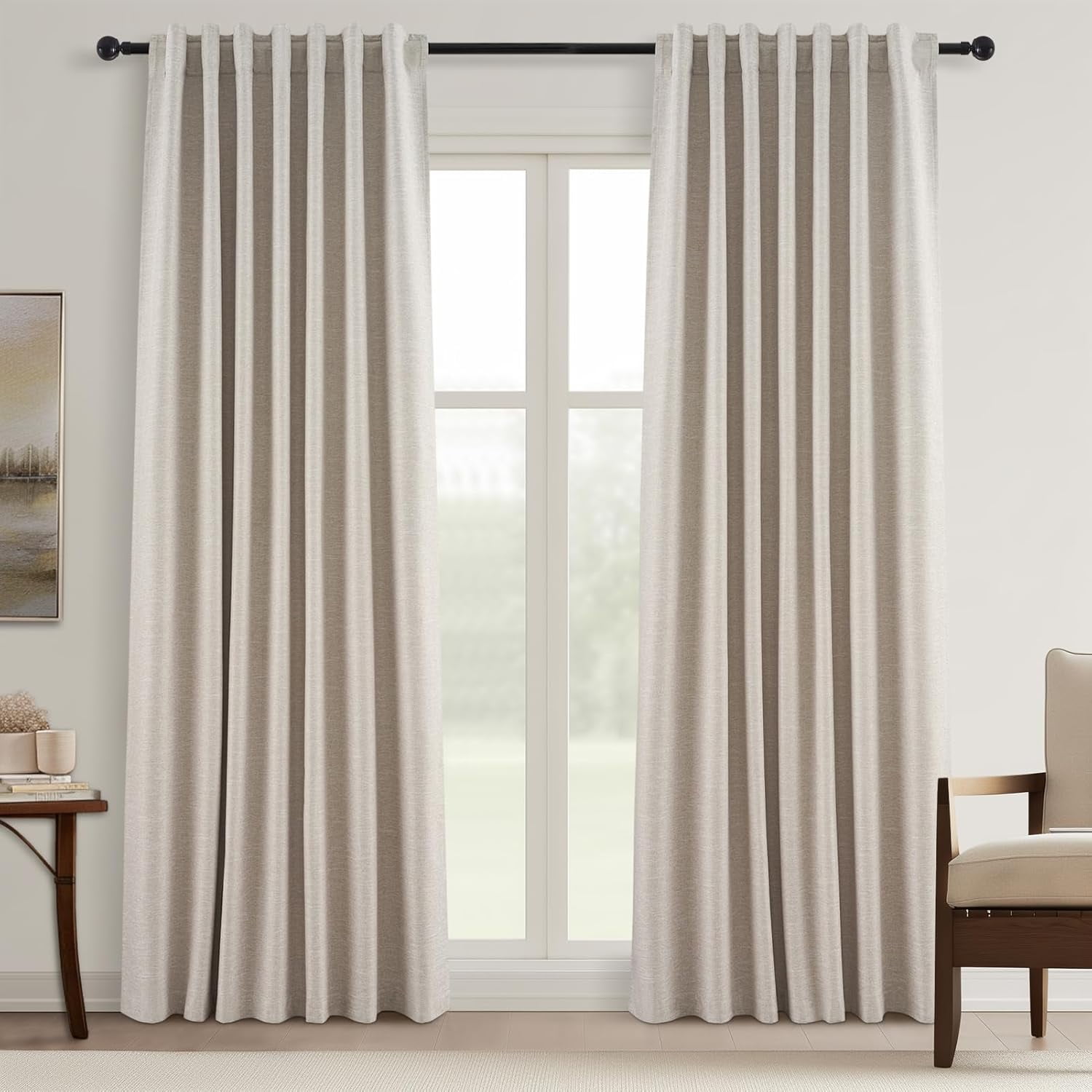 108 Inches Long Blackout Linen Curtains for Living Room,Extra Long ...