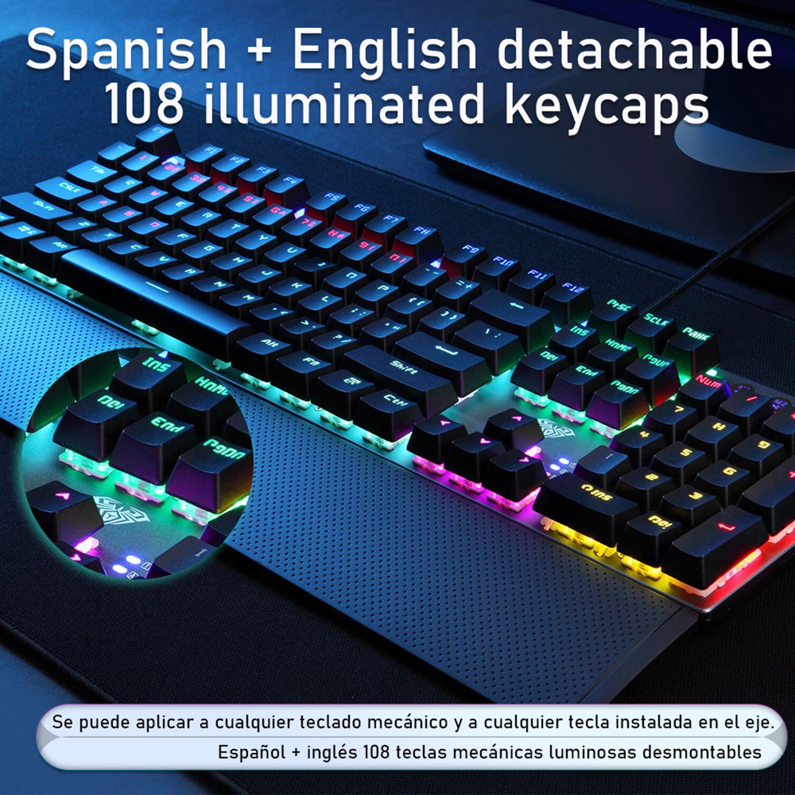 108 Keys Key Caps Professional Ergonomic Universal Anti-slip Wear ...