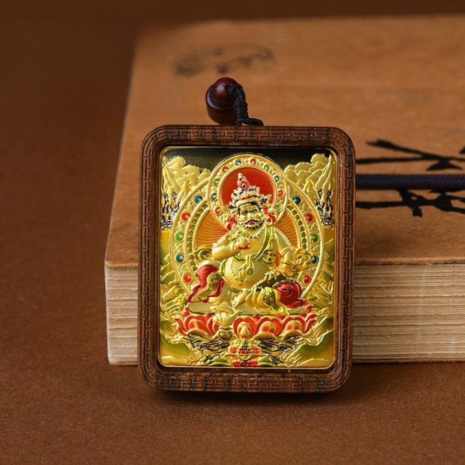 108 Kyara Agarwood Prayer Beads Thangka Style Five Deity Wealth God ...