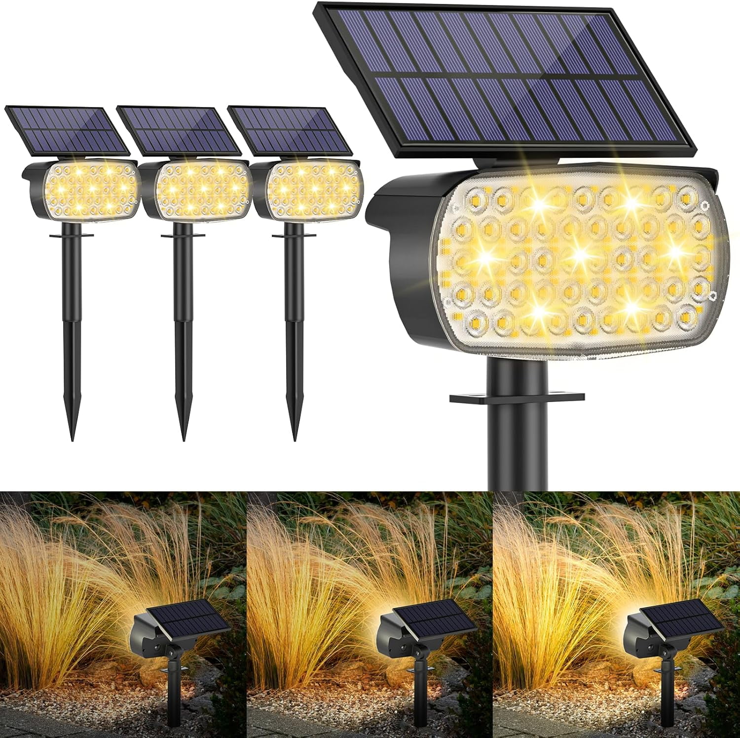 108 LED Solar Spot Lights Outdoor, Solar Lights Outdoor IP65 Waterproof ...