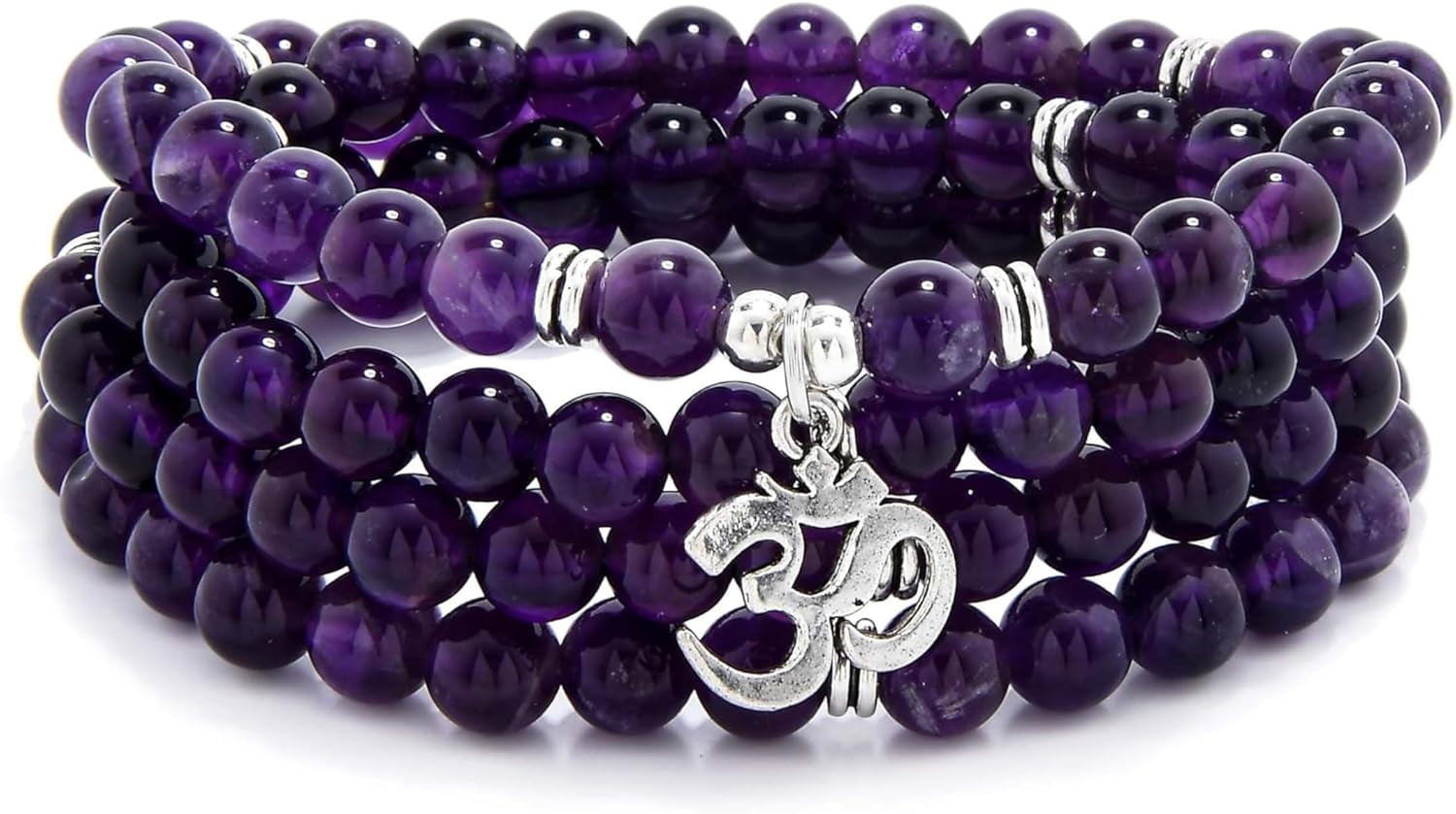 108 Mantra Mala Beads Bracelet Japa Mala Necklace with Om Symbol Charm ...