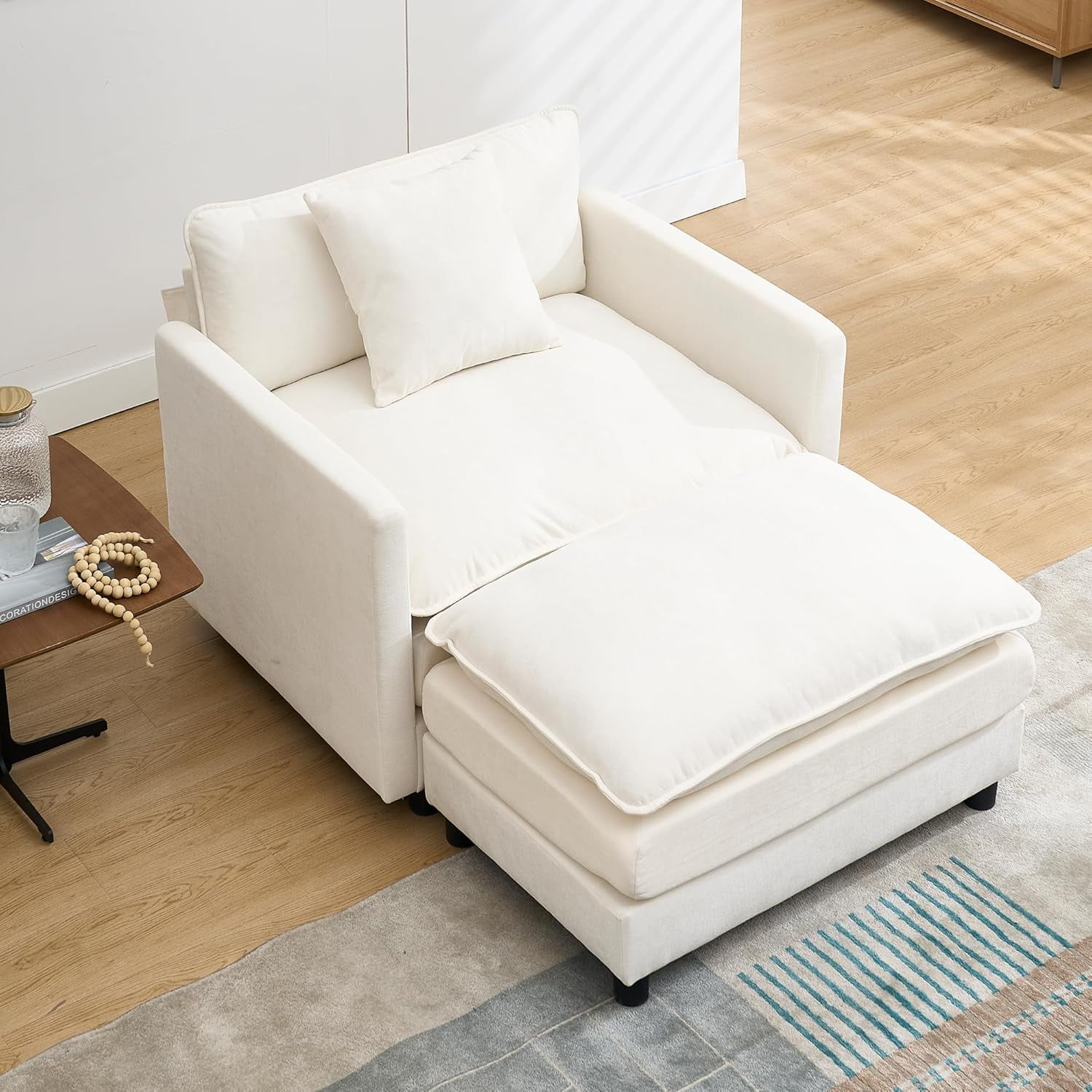 108 " Modular Sectional Sofa, L Shaped Couch with Ottoman, Chenille Fabric Sofa Sleeper Comfy ...