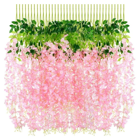 108 Pack 43.2 in/ 3.6 ft Artificial Fake Wisteria Hanging Flowers ...