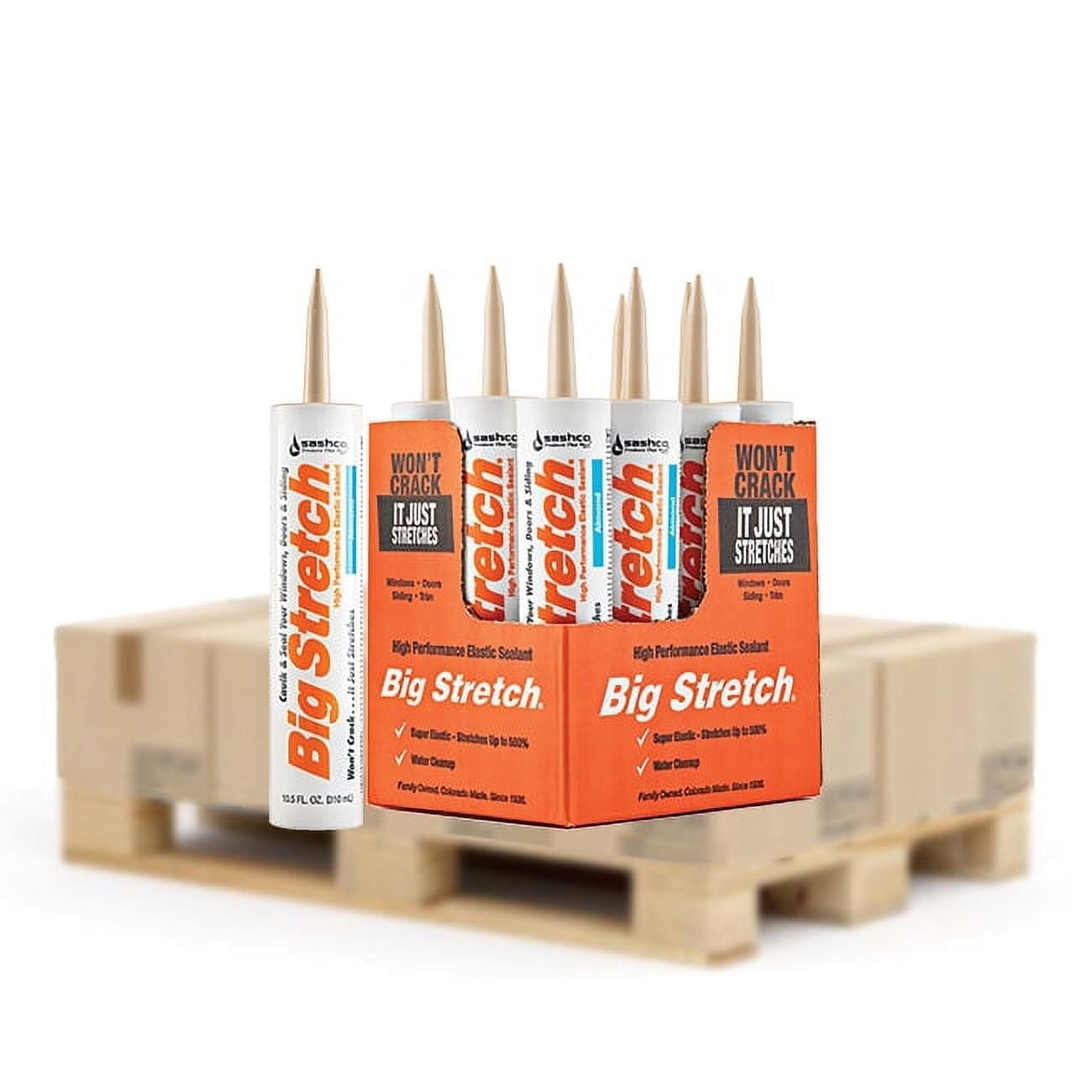 108-Pack of 10.5 oz Sashco 10002 Almond Big Stretch Water-Based Elastomeric Sealant - Walmart.com