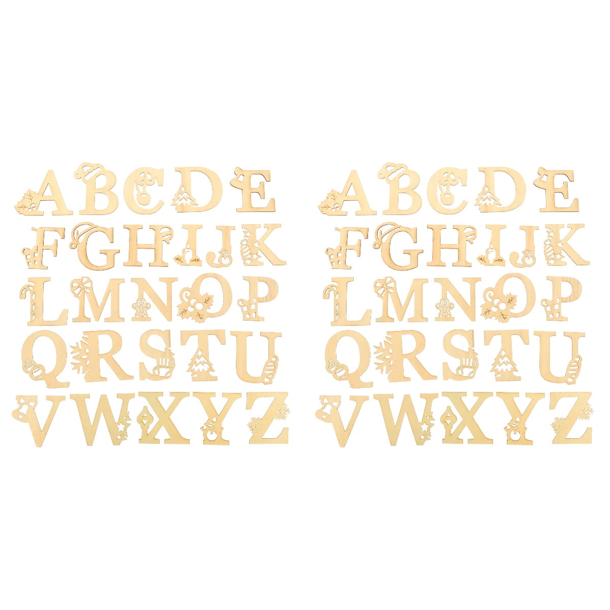 108 Pcs Wooden Alphabet DIY Christmas Wooden Letters Kids Learning Wood ...