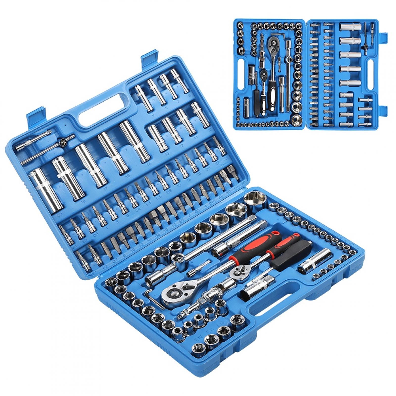 108Pcs Ratchet Wrench Set 1/4in 1/2in CR40 Steel Socket Set Tool Case ...