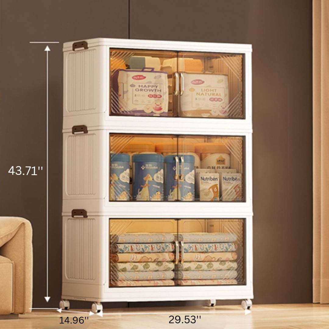 108 Qt, 3 Tiers Collapsible Storage Bins Organizer, Stackable Cube ...