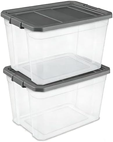 108 Quart Heavy-Duty Clear Plastic Storage Bin, Stackable Storage ...