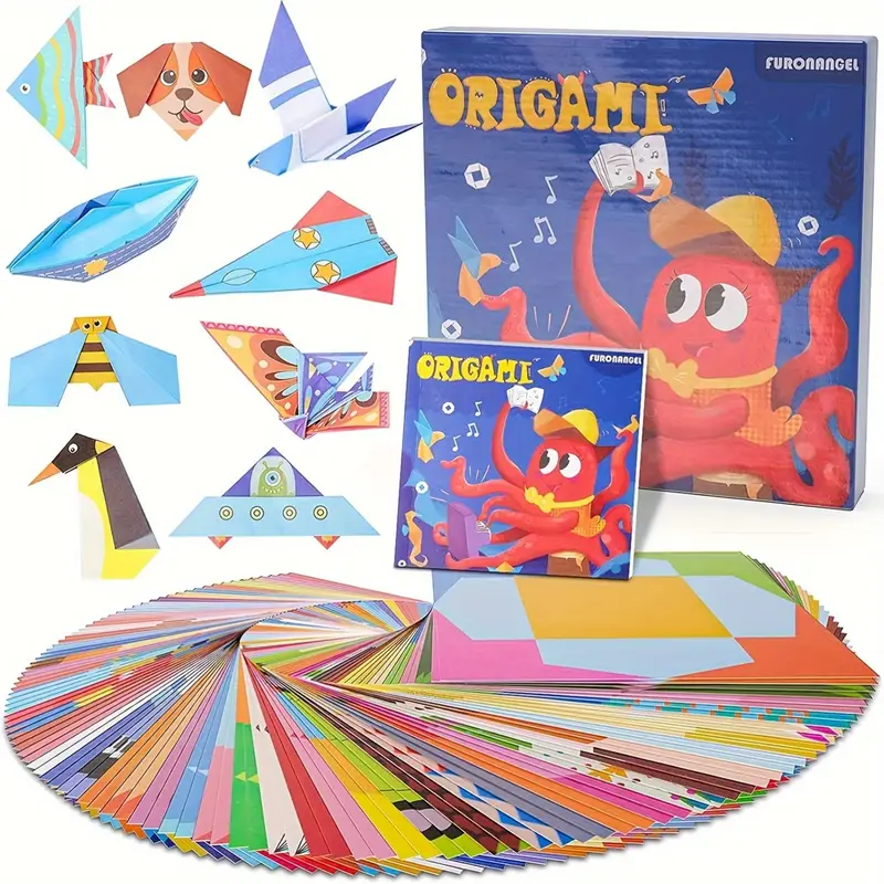 108-Sheet Kids Origami Paper Set - 54 Colorful Art Projects with ...