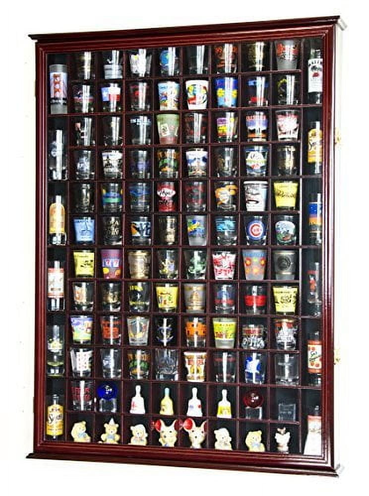 108 Shot Glass Shotglass Shooter Display Case Holder Cabinet Wall Rack 98 Uv Lockable Door