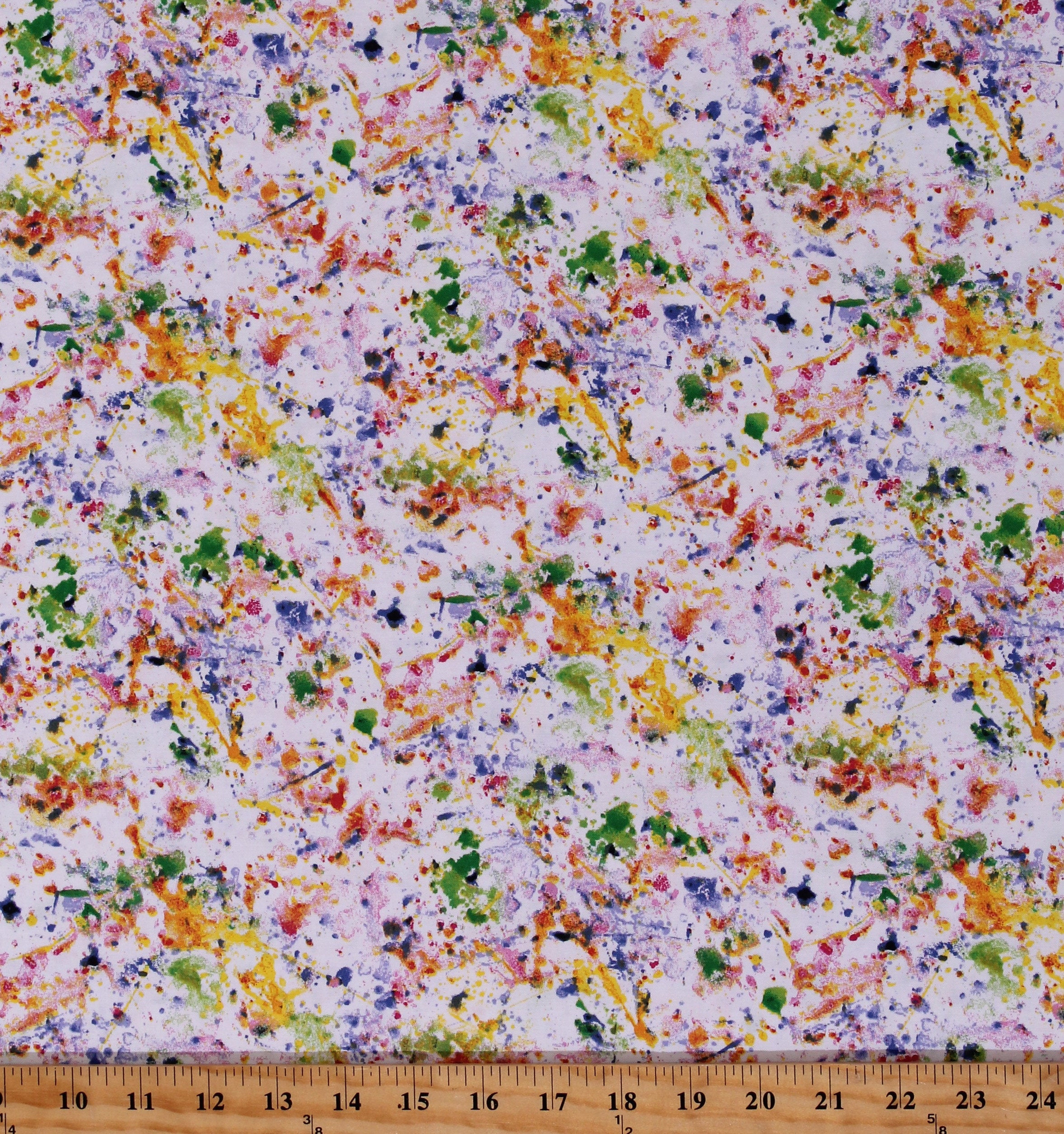 108" Wide Paint Splatter Multicolor Splotches on White Artistic Quilt ...