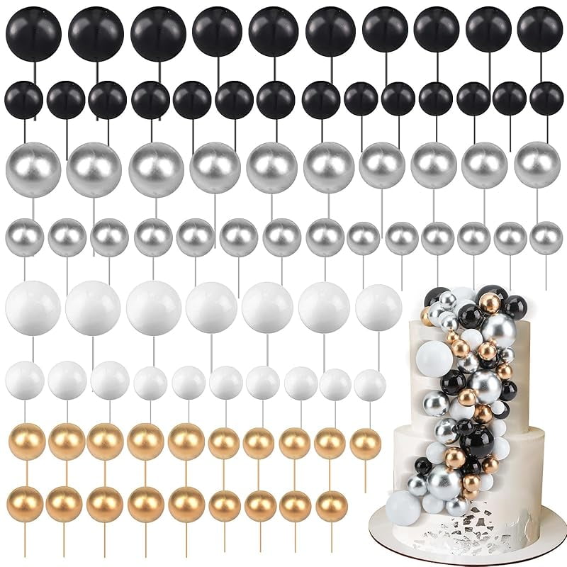 108 count Balls Cake Topper DIY Cupcake Insert Foam Balloons for Cake ...