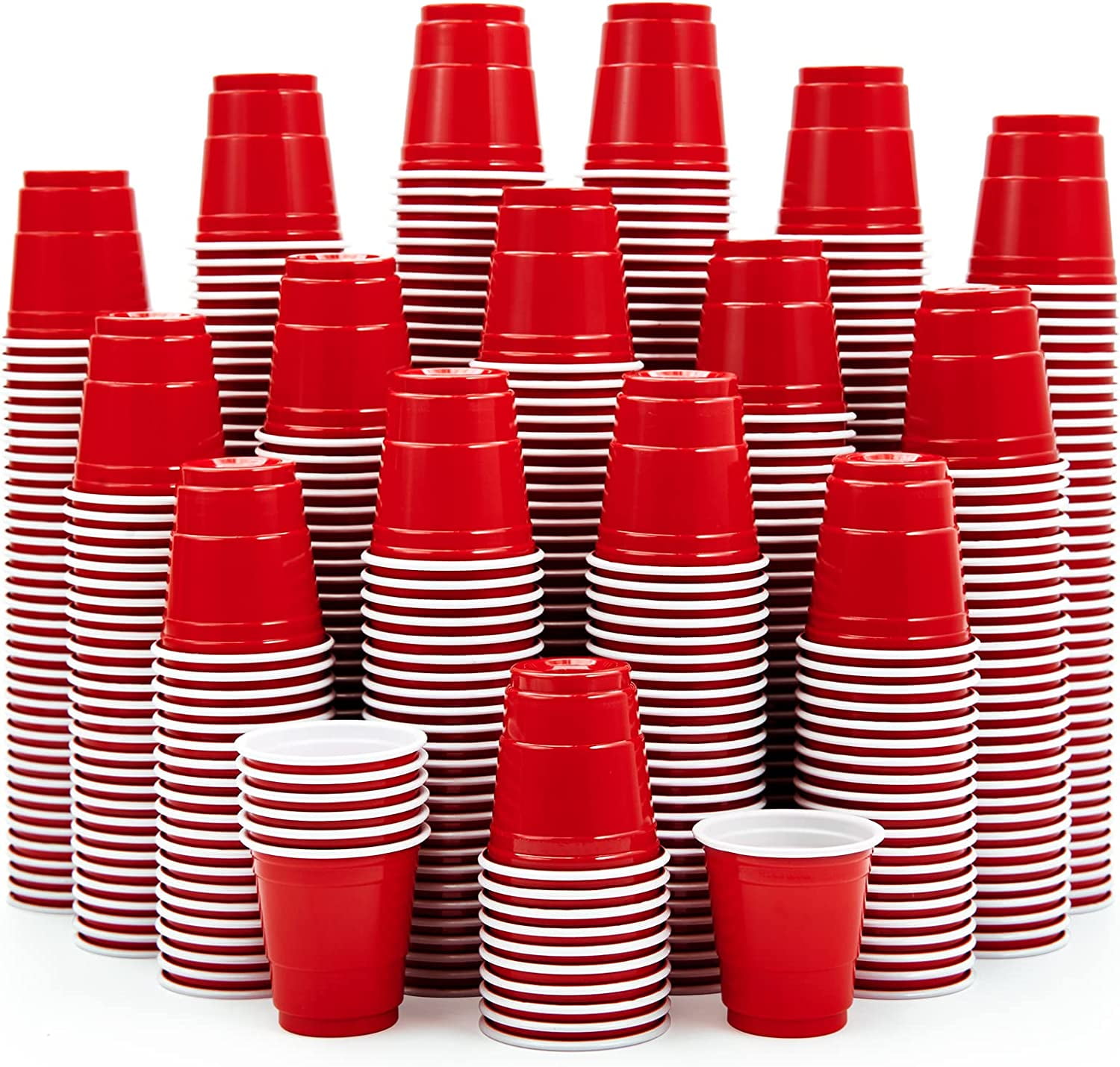 1080 PACK 2 oz Plastic Shot Glasses, Mini Red Disposable Shot Cups for ...