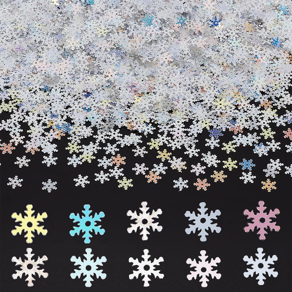 1080 PCs Snowflake Confetti Glitter Winter Confetti Snow Mixed Color ...