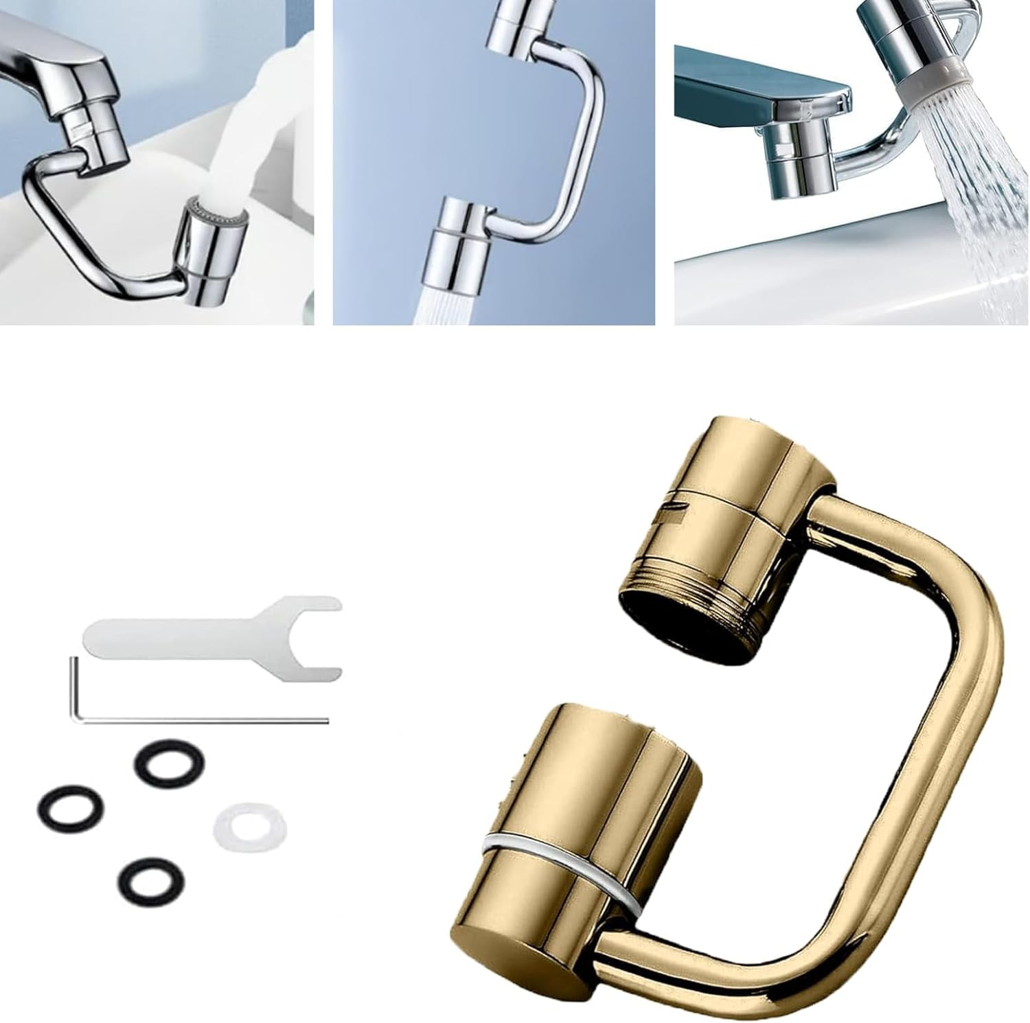 1080° Rotating Faucet Extender, kitchen bathroom sink faucets sprayer ...
