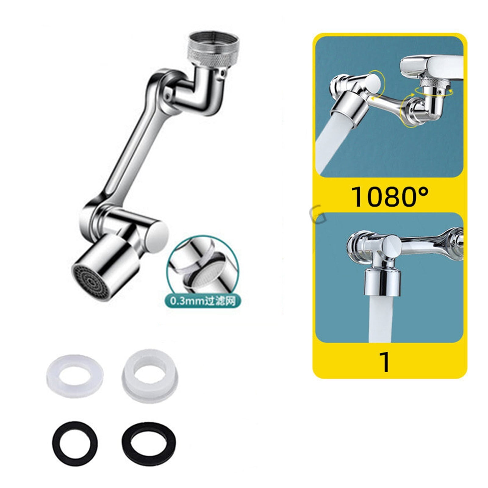 1080° Rotation Faucet Aerator Splash Dual Mode Kitchen Tap Extend Water ...
