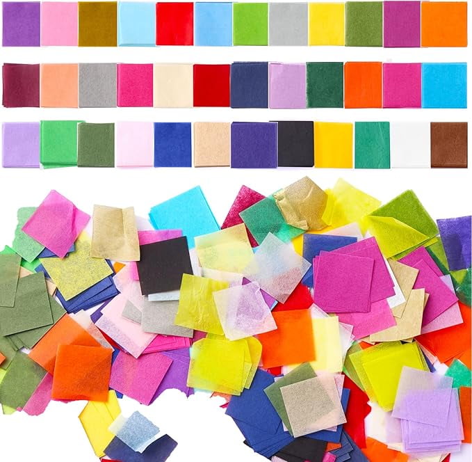10800 Pcs 1 Inch Tissue Paper Squares, 36 Assorted Colored Tissue Paper ...