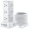 1080J Surge Protector Power Strip Tower, 10 Ft Extension Cord Flat Plug ...