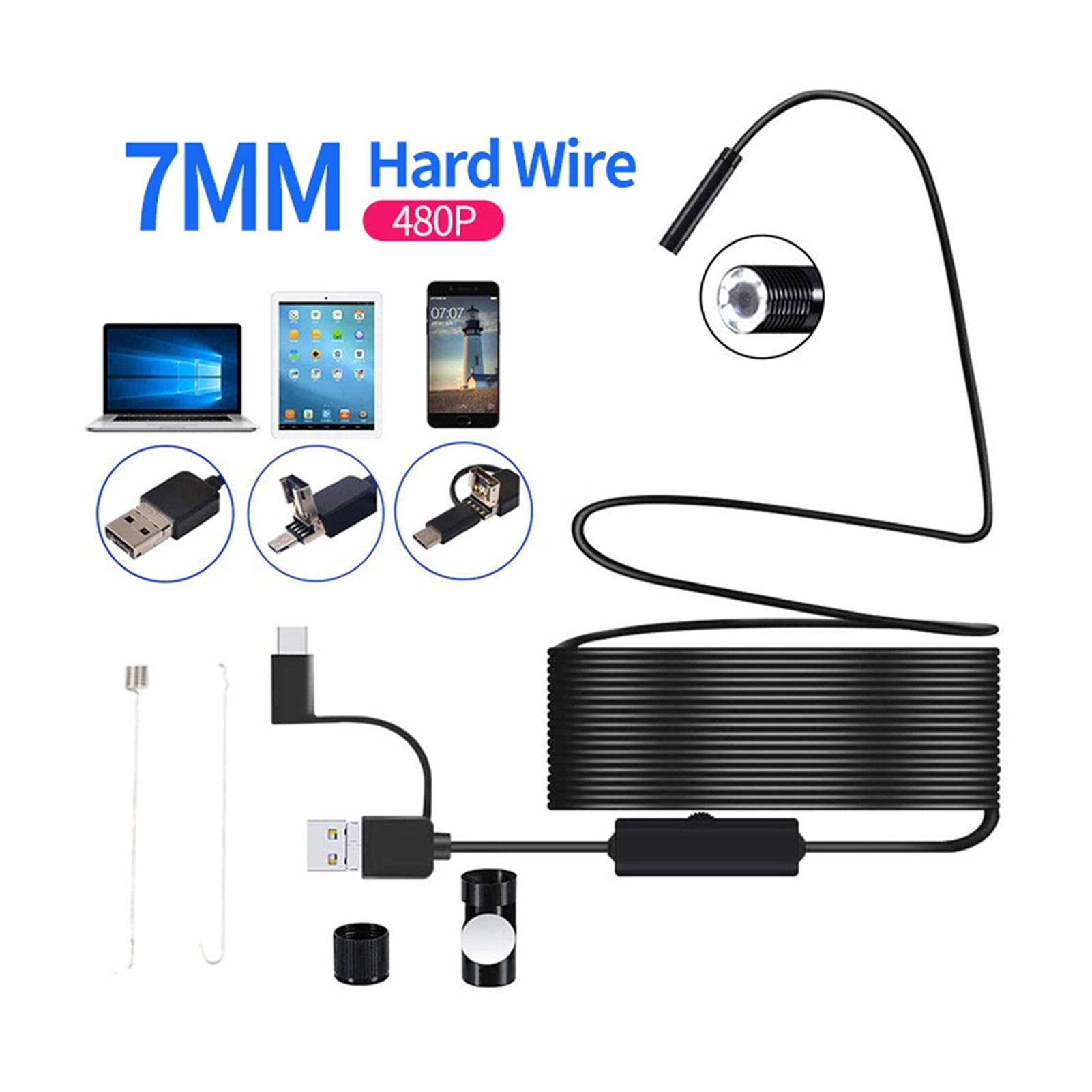 1080P/640P USB Endoscope Inspection Camera 3 In 1 USB/Micro USB/Type-C ...
