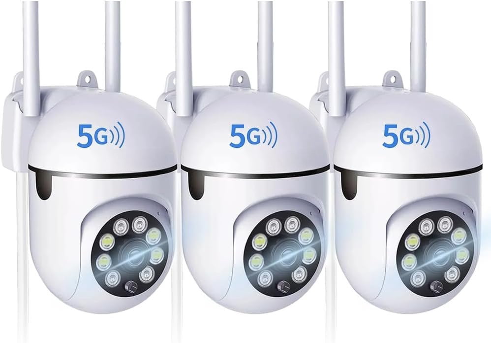 1080P Camera Outdoor Corded Power, 3 count 2MP PTZ WiFi Camera (2.4G/5G ...