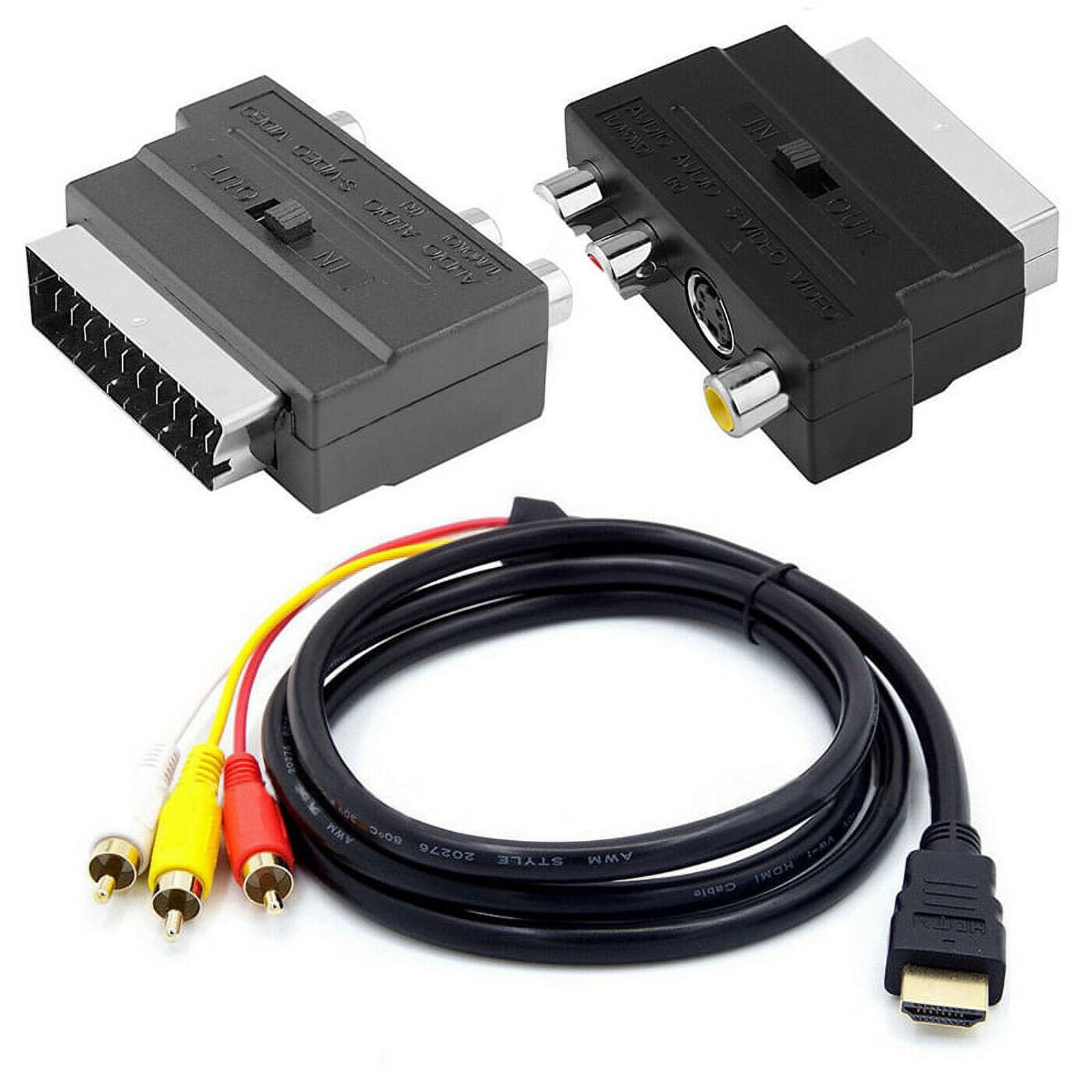 1080P -Compatible Male S-Video To 3 RCA AV Audio Cable W/SCART To 3 RCA ...