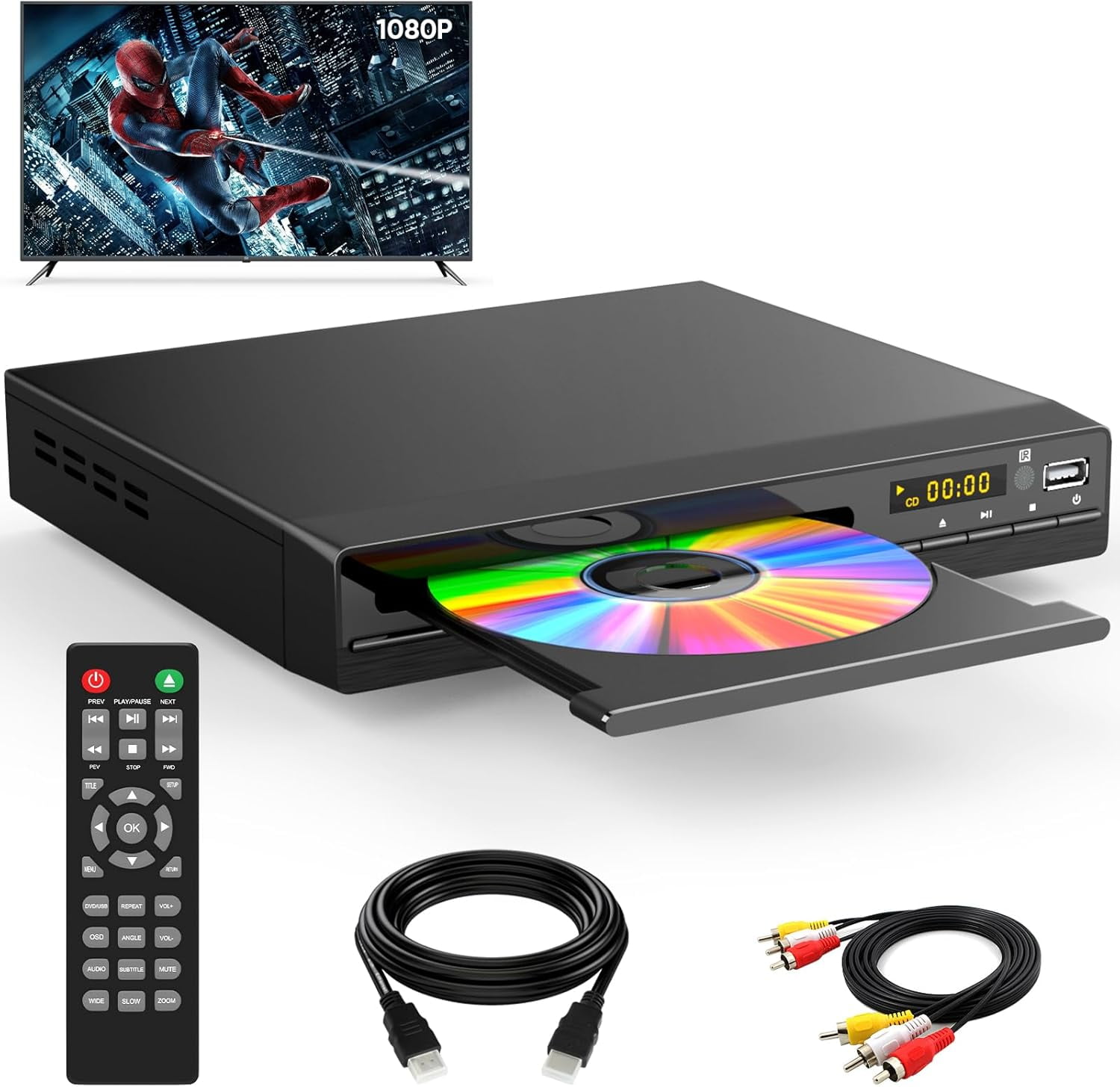 HSZSXJK HD DVD Player, Up-Convert to 1080p, Breakpoint Memory, PAL/NTSC ...