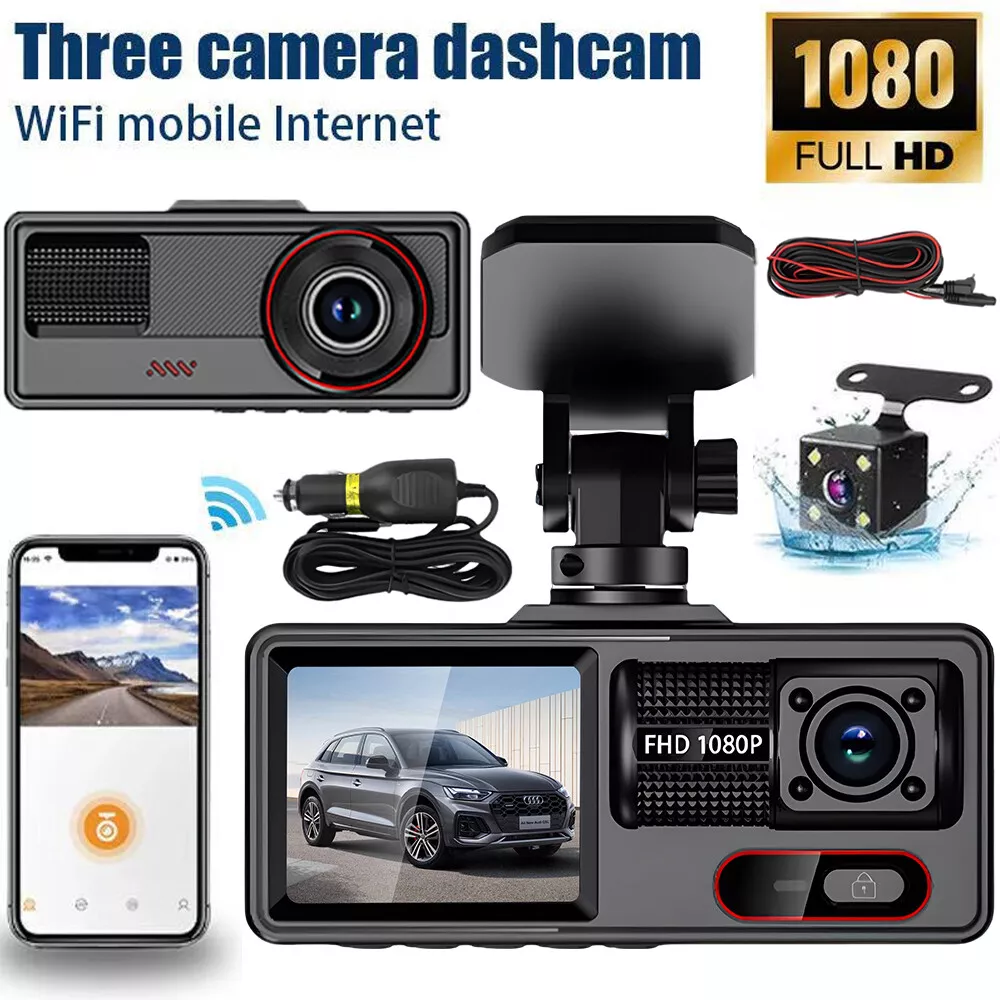 1080P Dash Cam Recorder 3-Channel HD Car Camera DVR Vehicle Video G ...