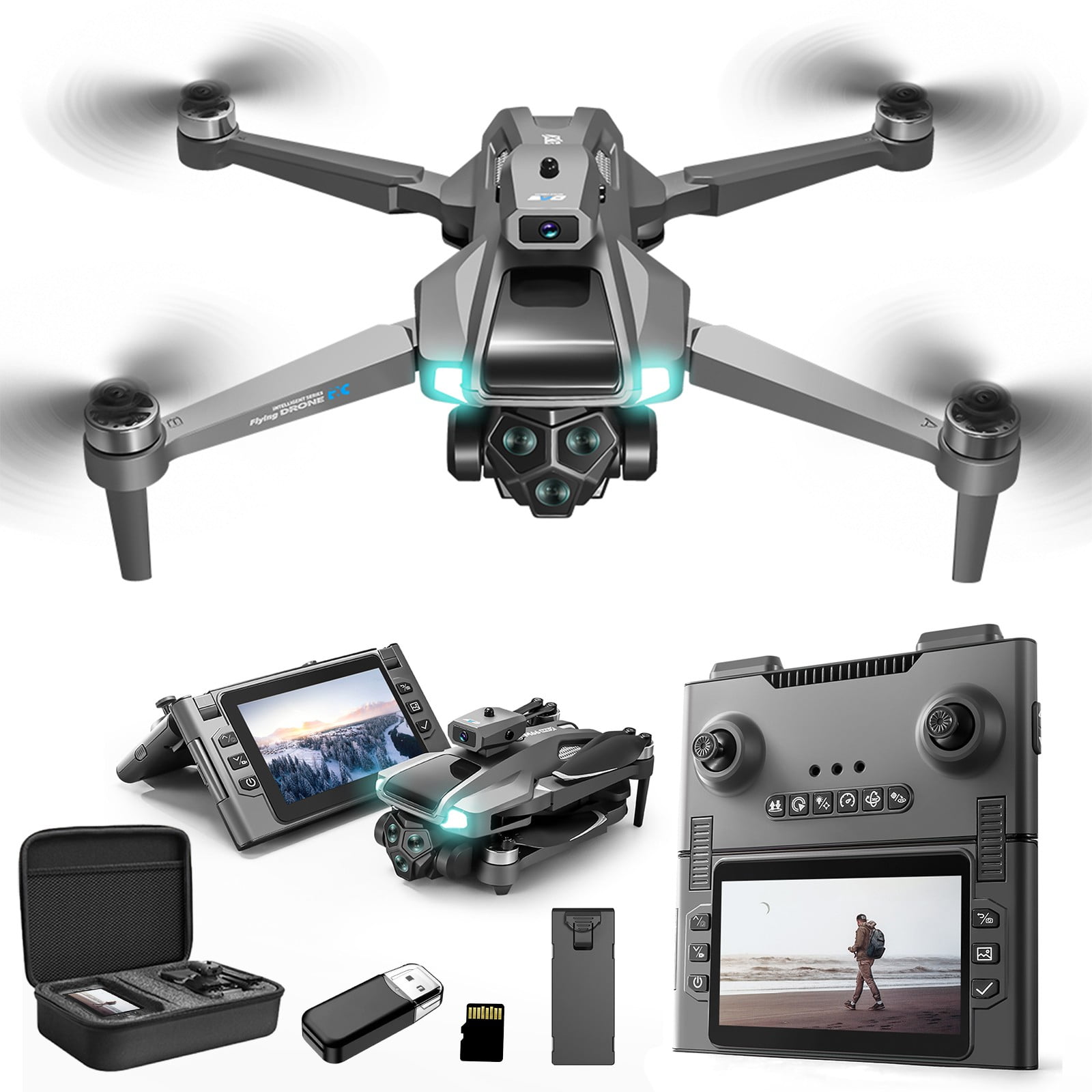 1080P Drone With Foldable 5.9-Inch Screen Remote Control, Brushless ...