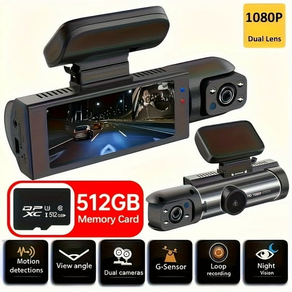 1080P Dual Camera, Dash Cam For Cars, Front And Inside, Car Camera With ...