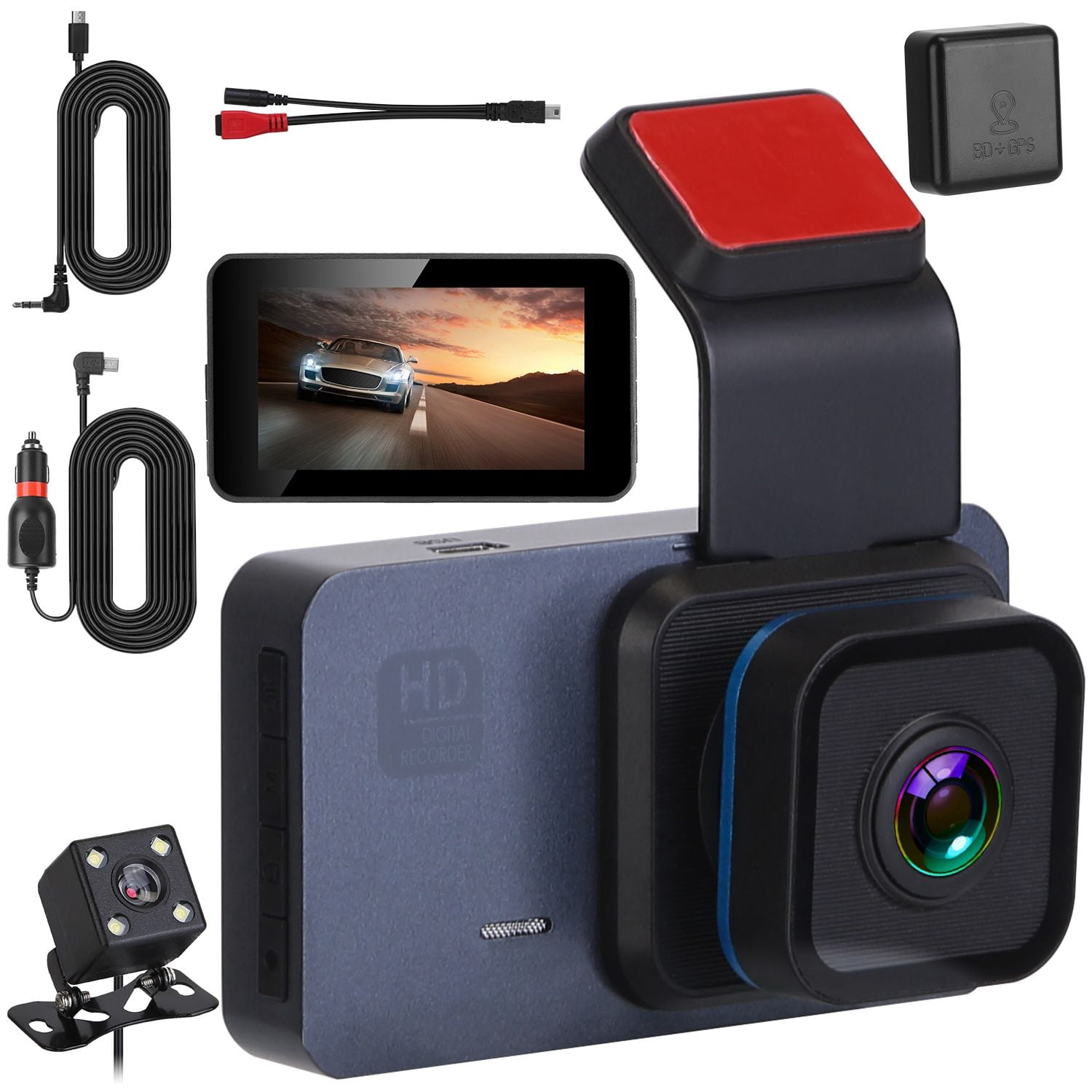 1080P Dual Lens Dash Cam Vehicle Driving Recorder Car DVR with WiFi GPS ...