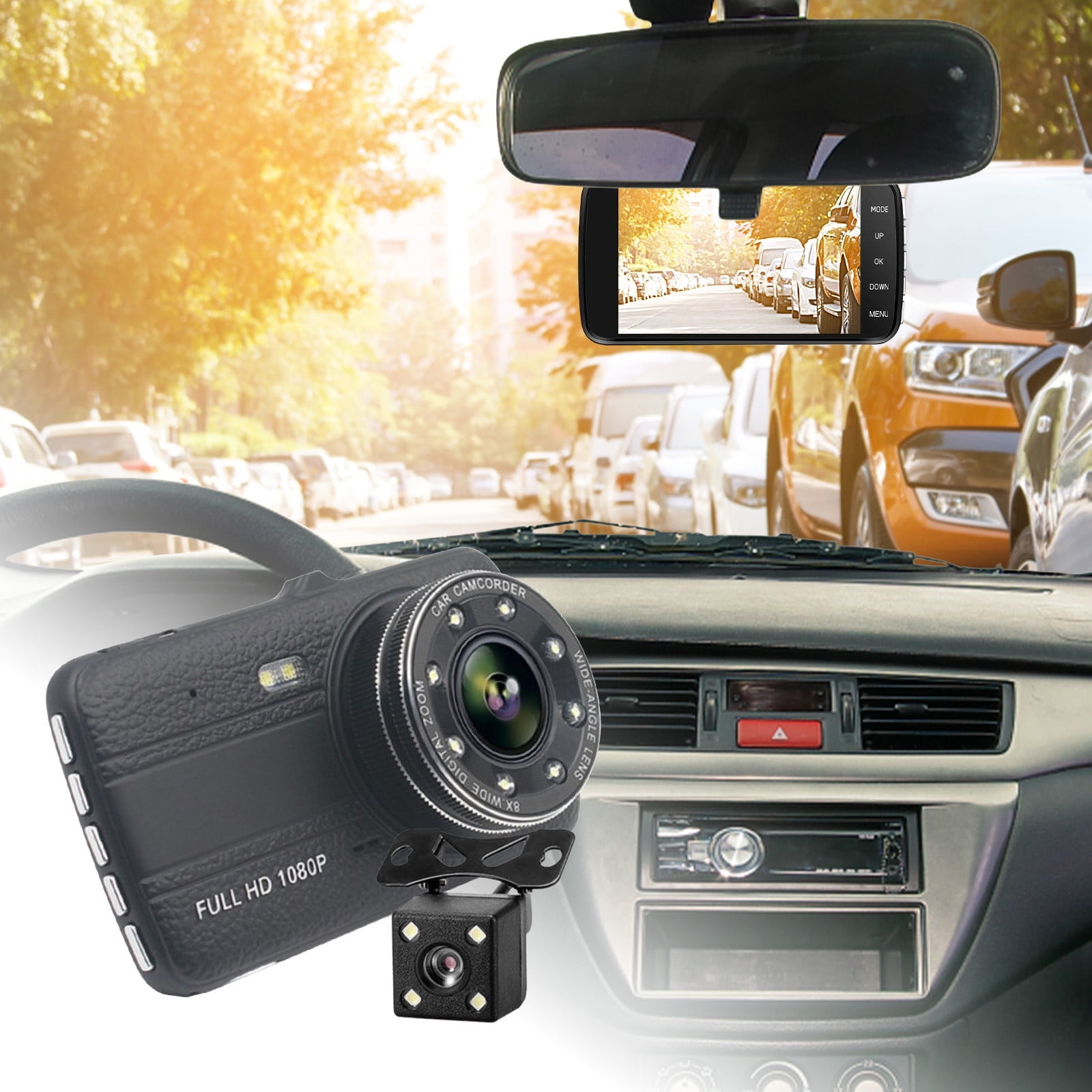 1080P FHD Dash Cam with 4.0" LCD Screen - 170° Wide Angle Dual Lens Car ...