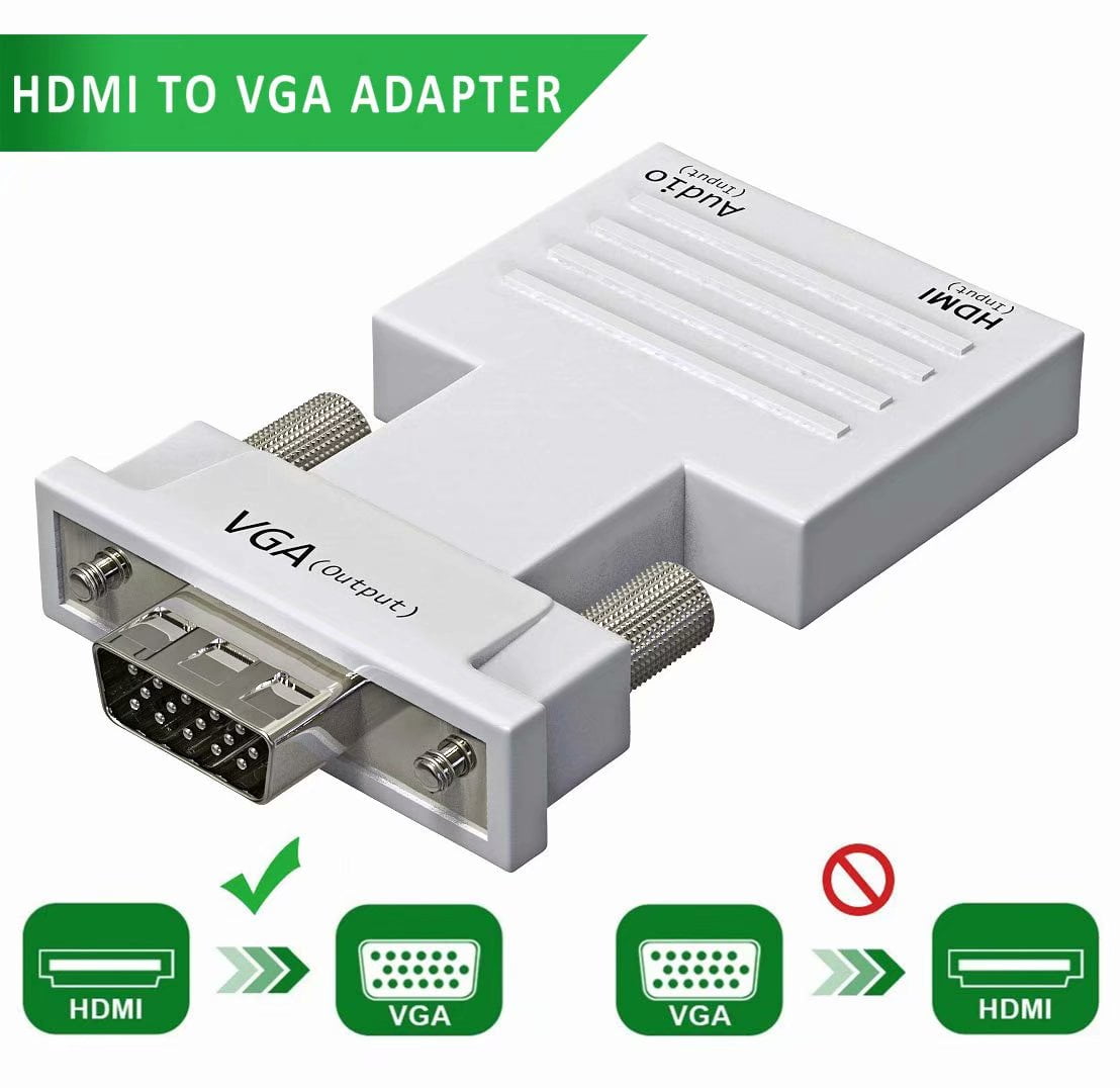 1080P Female HDMI to VGA Male Converter Adapter Dongle with 3.5mm ...