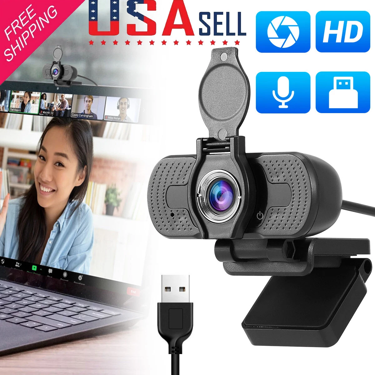 1080P Full HD USB Webcam For PC Desktop Laptop Web Camera with ...