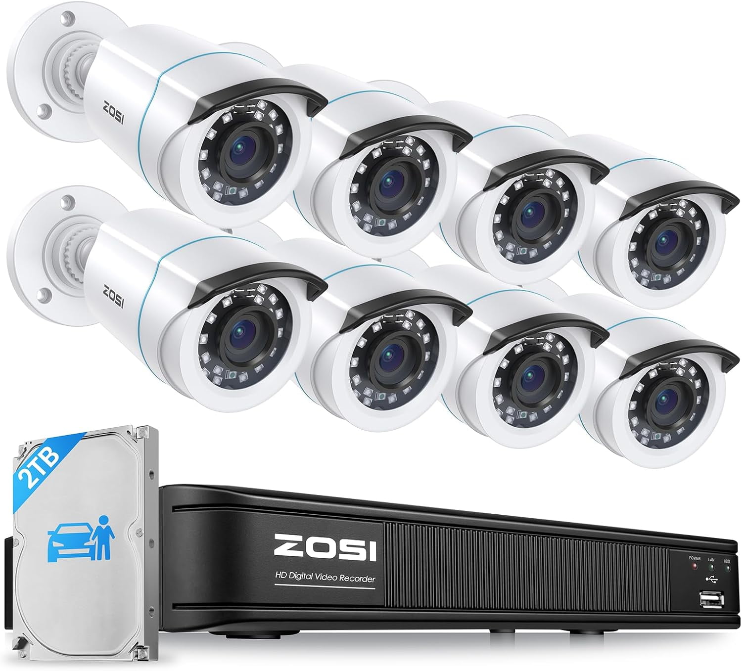 1080P H.265+ Home Security Camera System with AI Human Vehicle ...