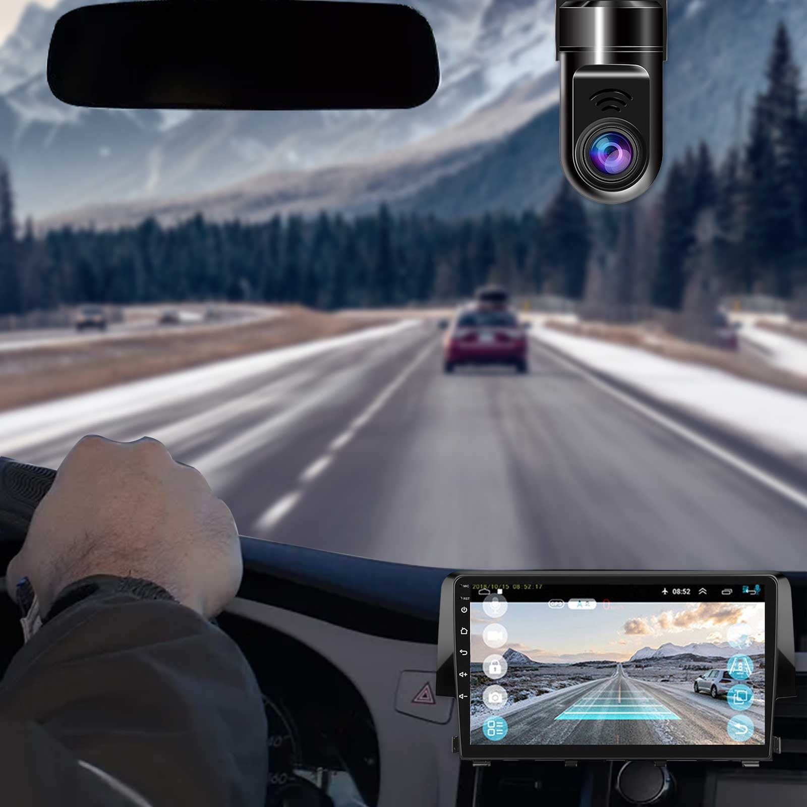1080P HD 360° Rotating Mini ADAS Dashcam with Night Vision, Collision ...