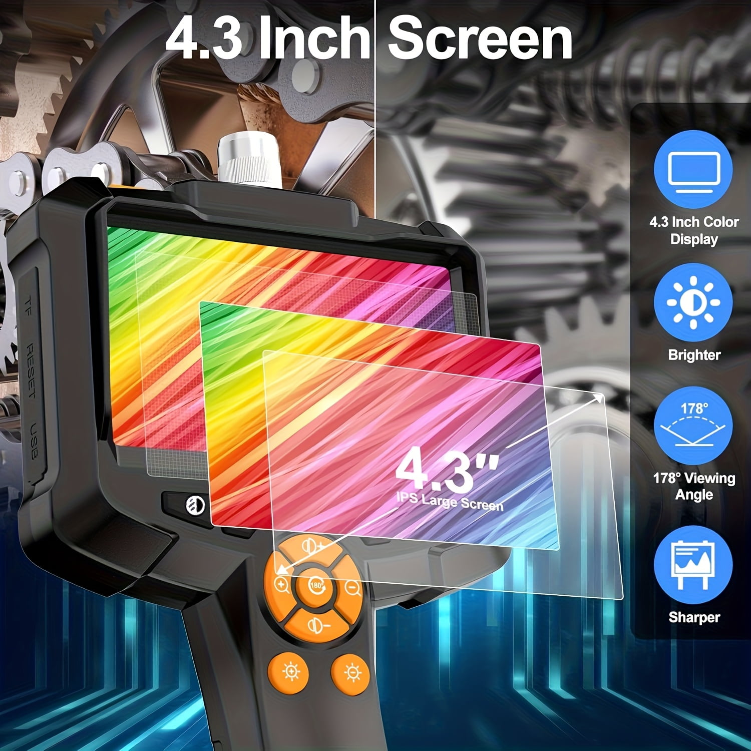 1080P HD Endoscope Camera with 8 Adjustable LEDs - 4.3" LCD Screen 16 ...