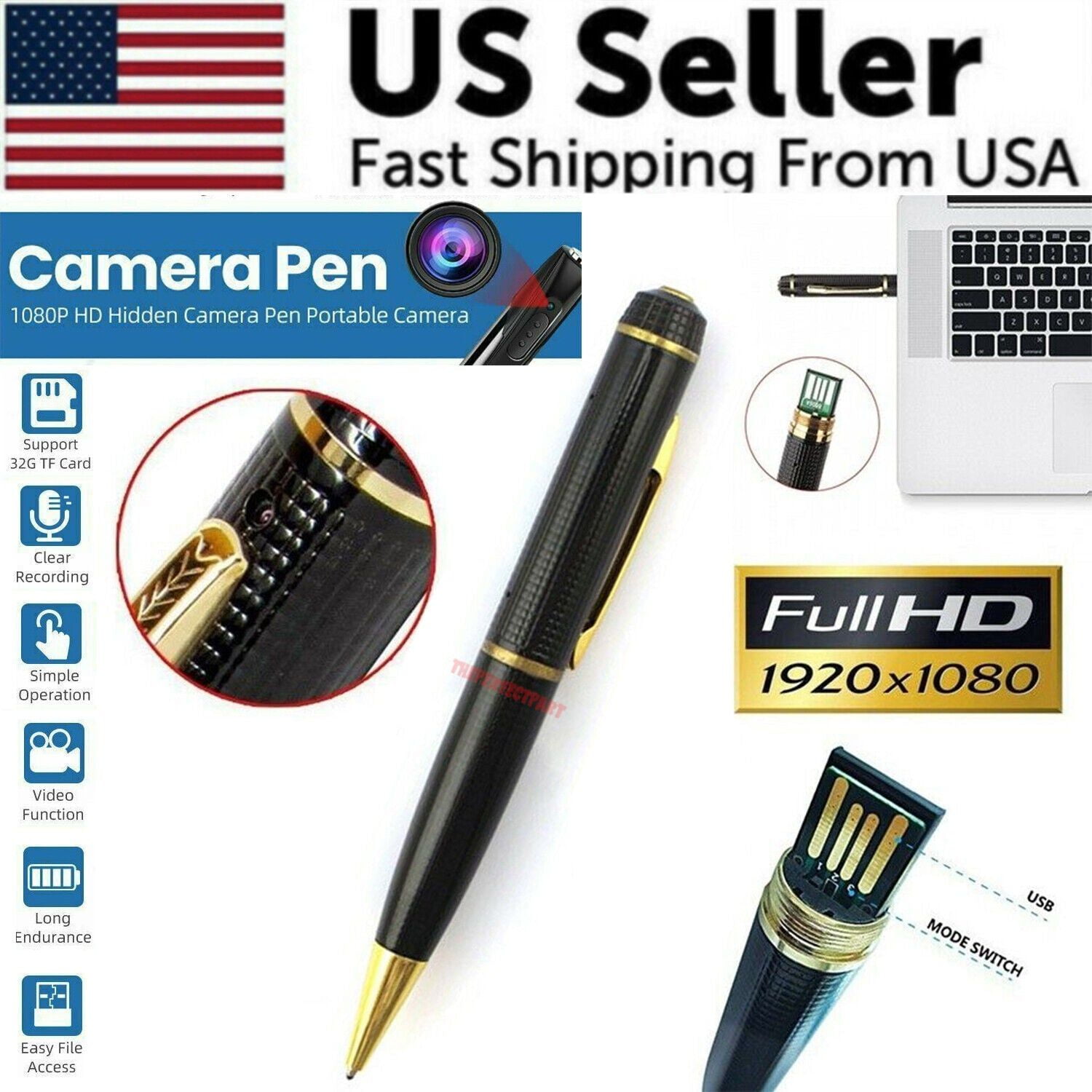 1080P HD Pocket Pen Camera Hidden Cam Mini Body Video Recorder DVR ...