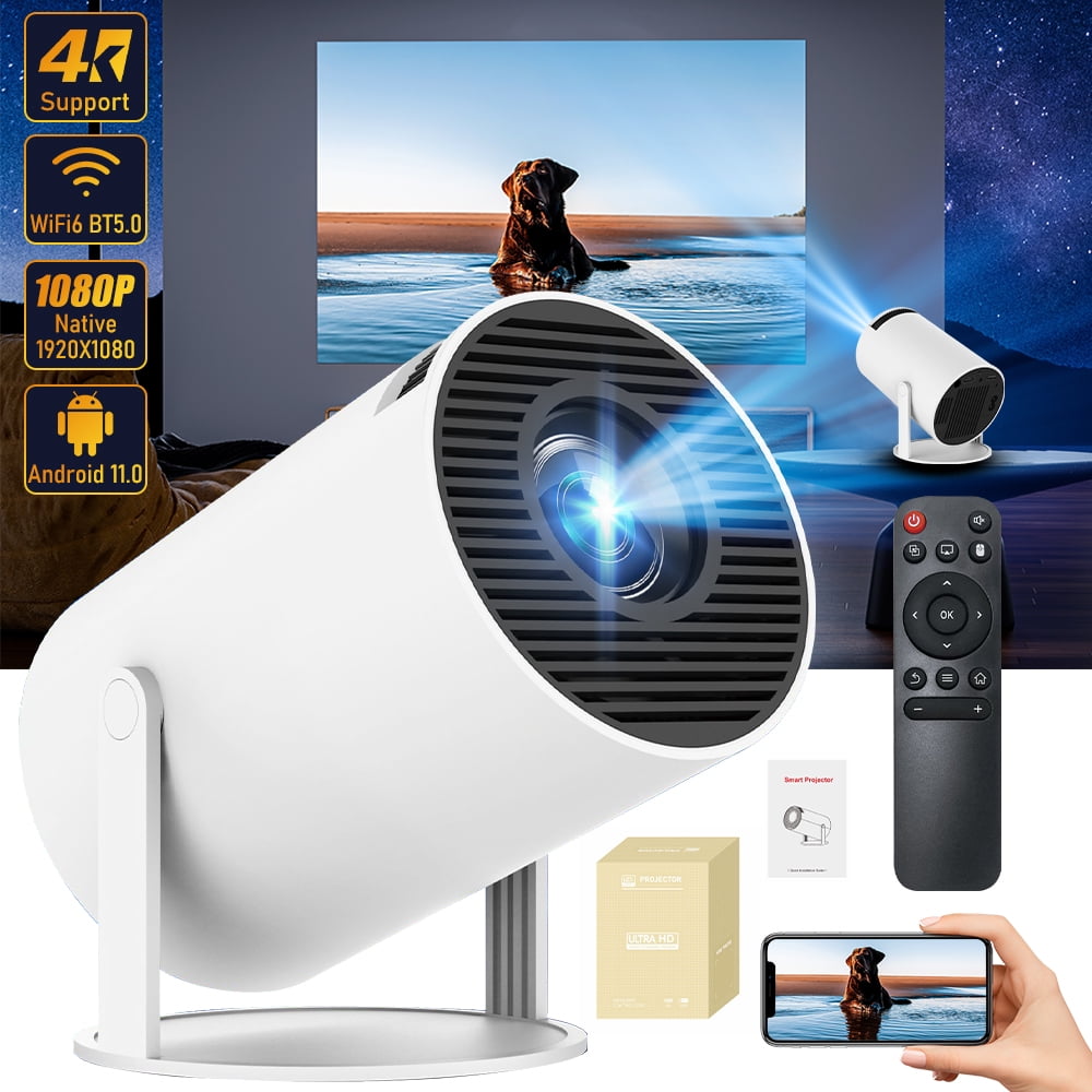 1080P HD Mini Projector, WiFi Bluetooth, 130” Screen, Home Theater ...