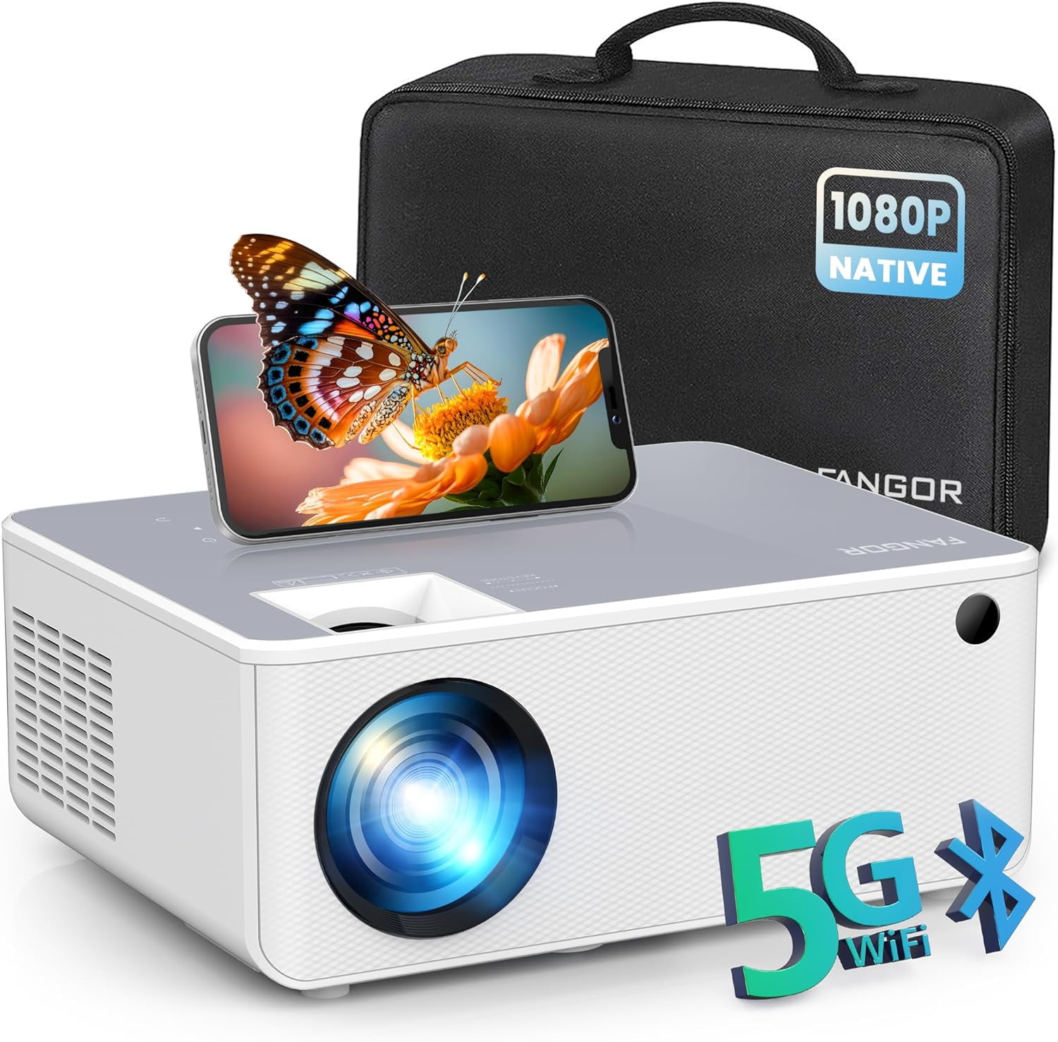 1080P HD Projector WiFi Bluetooth Projectors Max 230” Projection Screen ...