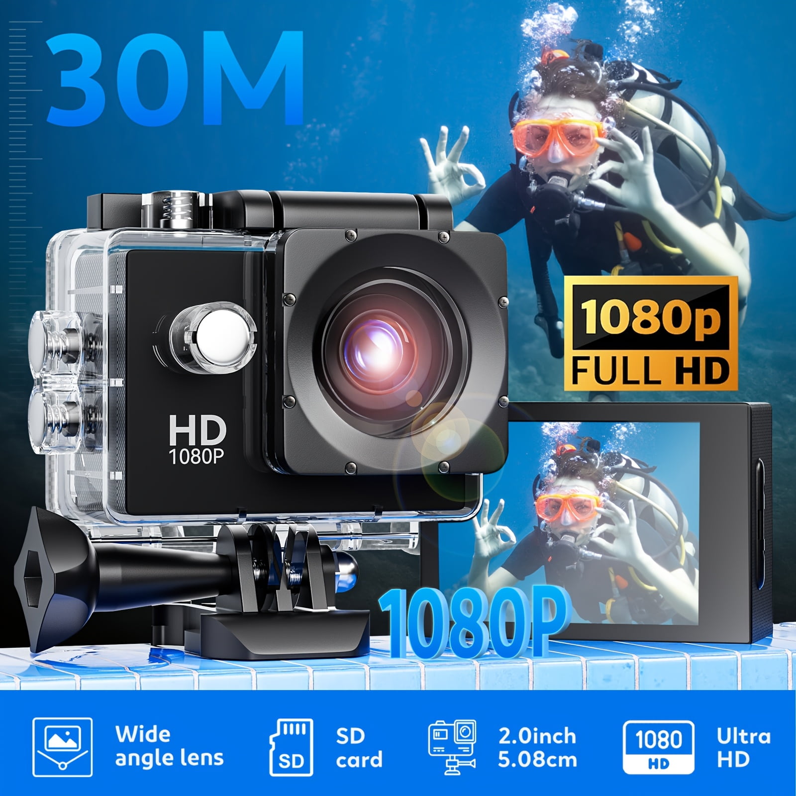 [1080P HD Sports Camera] 1080P HD Sports Camera Kit | Outdoor Action ...
