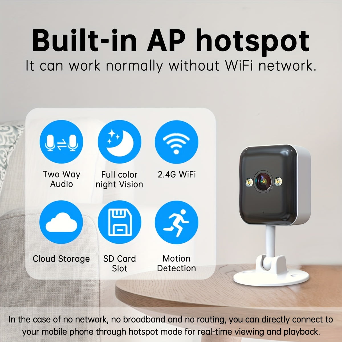 1080P HD Wireless Security Camera with Two-Way Audio, Built-in AP ...
