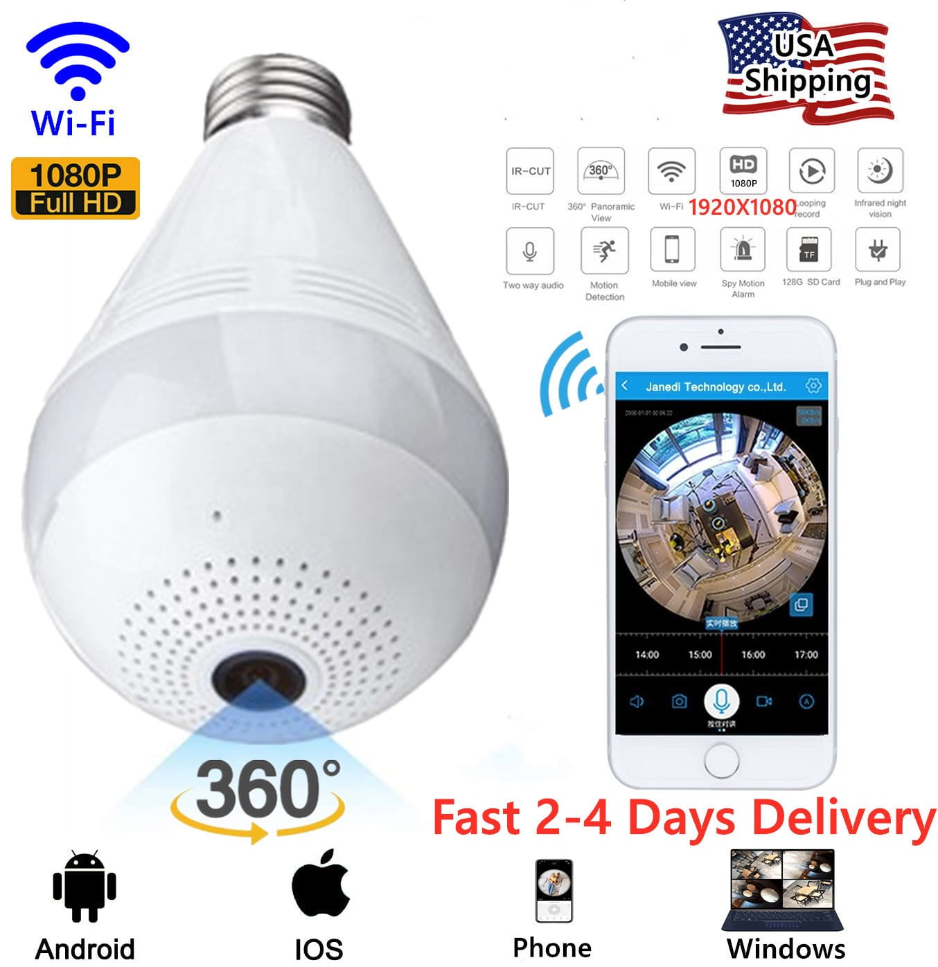 Wireless Security Camera with 1080P HD, 360 Degrees Nepal | Ubuy