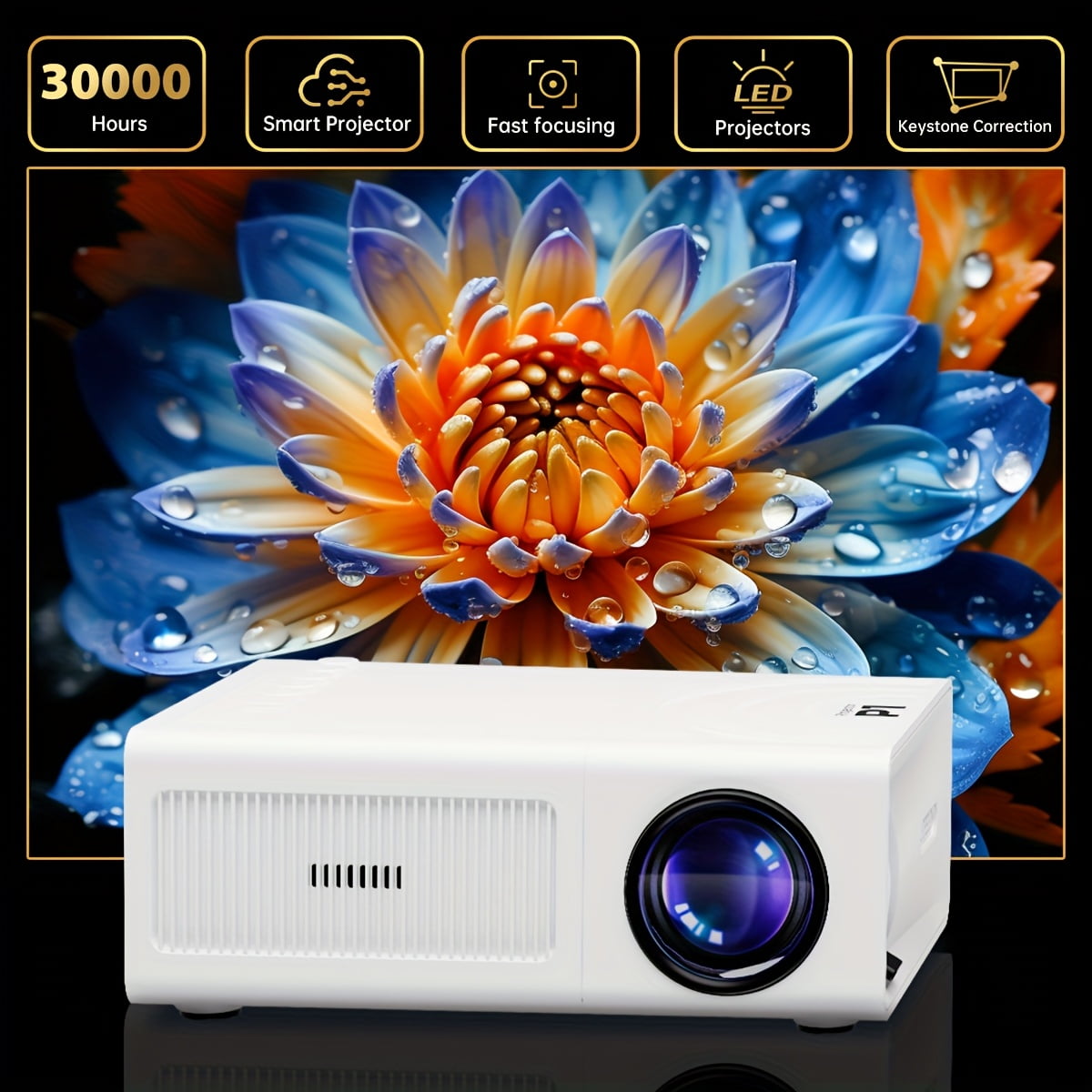1080P Mini Projector - Home Theater, 200ANSI, 180° Adjustable Angle ...