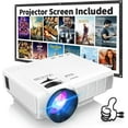 1080P Mini Projector with Screen, Portable Home Theater Movie Projector ...